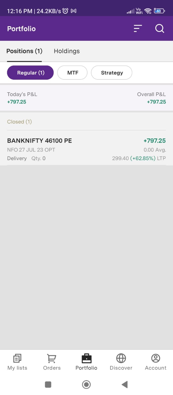 Stock Market Profit and Loss Screenshot | P&L Screenshot