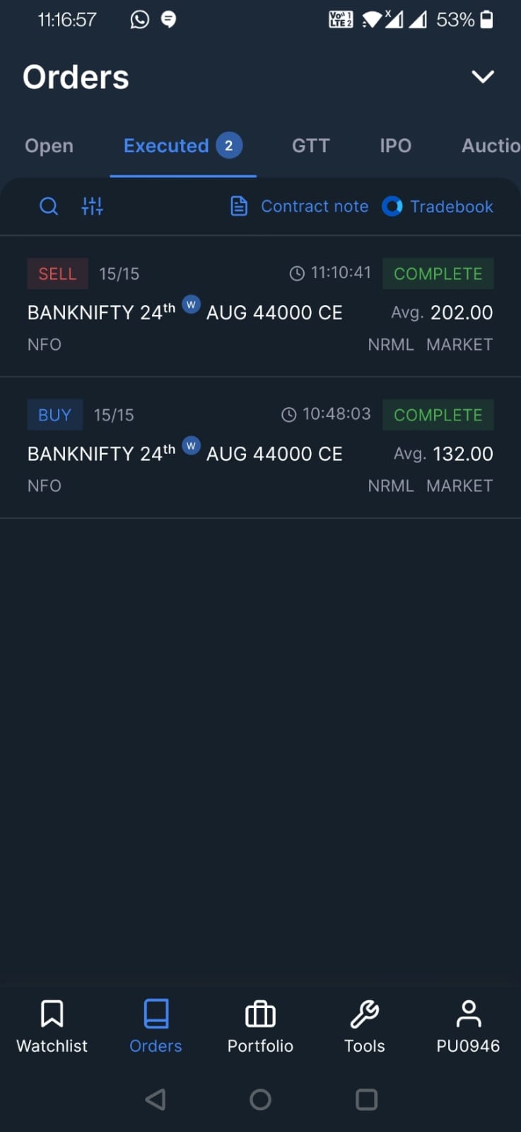 Stock Market Profit and Loss Screenshot | P&L Screenshot