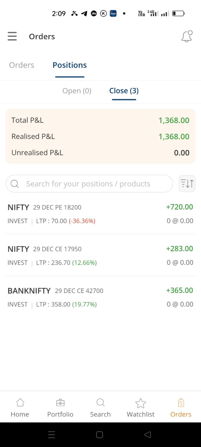 Stock Market Profit and Loss Screenshot | P&L Screenshot