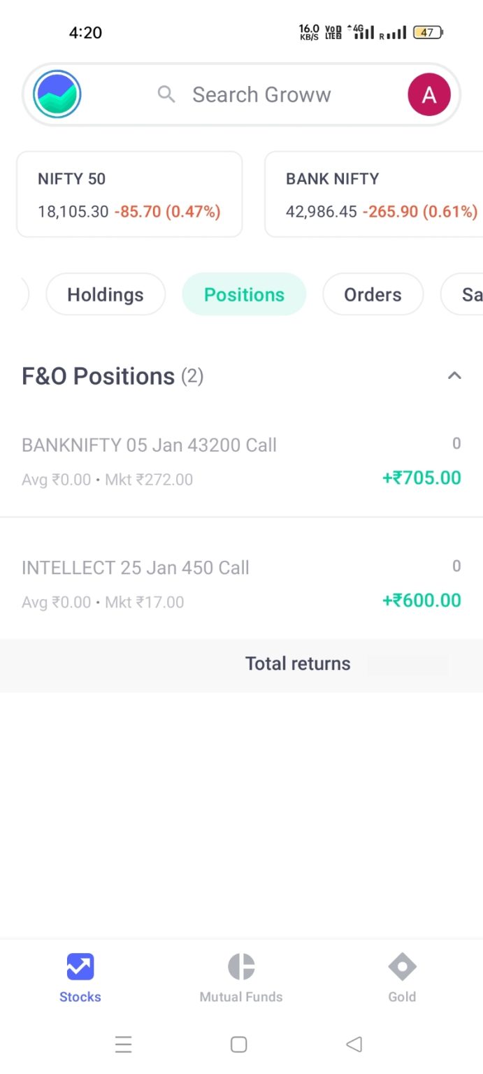 Stock Market Profit and Loss Screenshot | P&L Screenshot