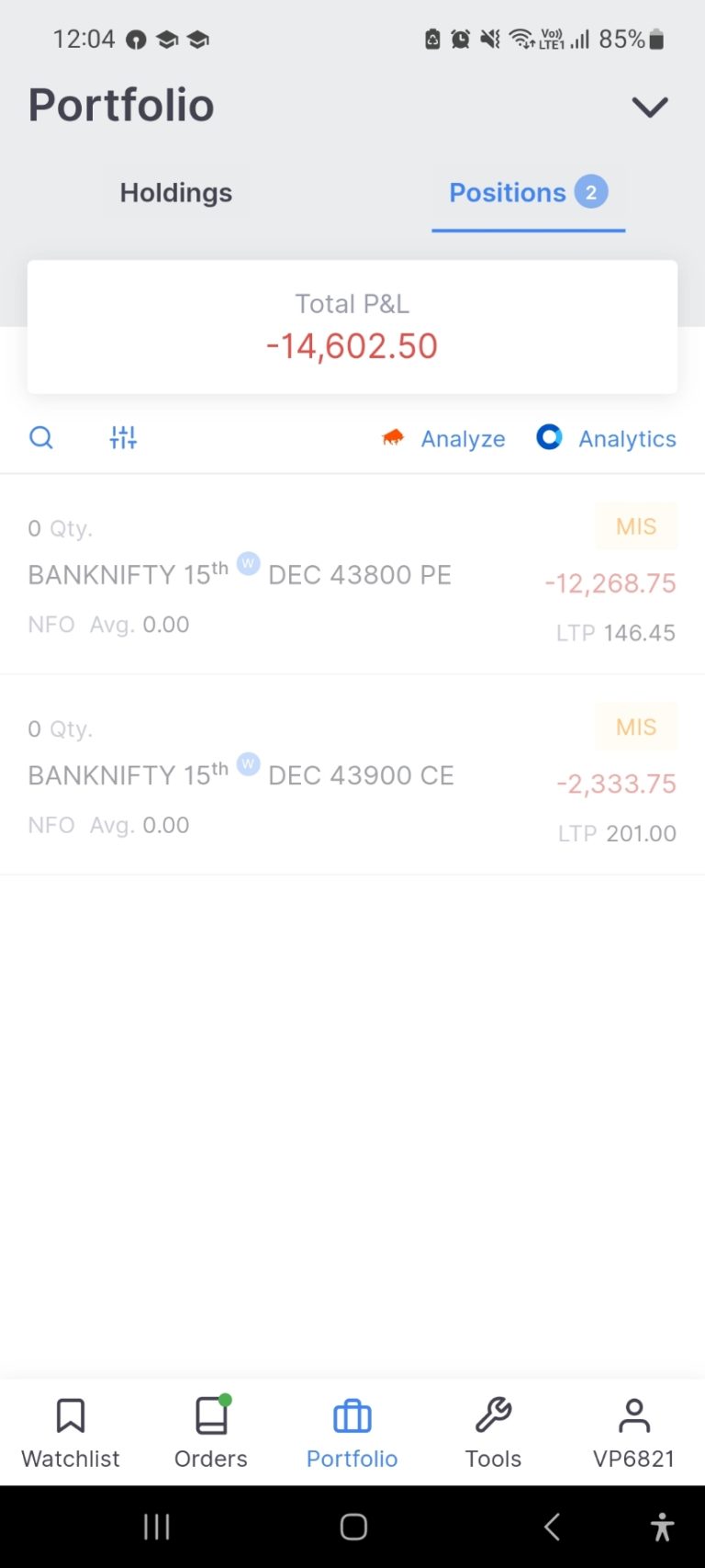 Stock Market Profit and Loss Screenshot | P&L Screenshot