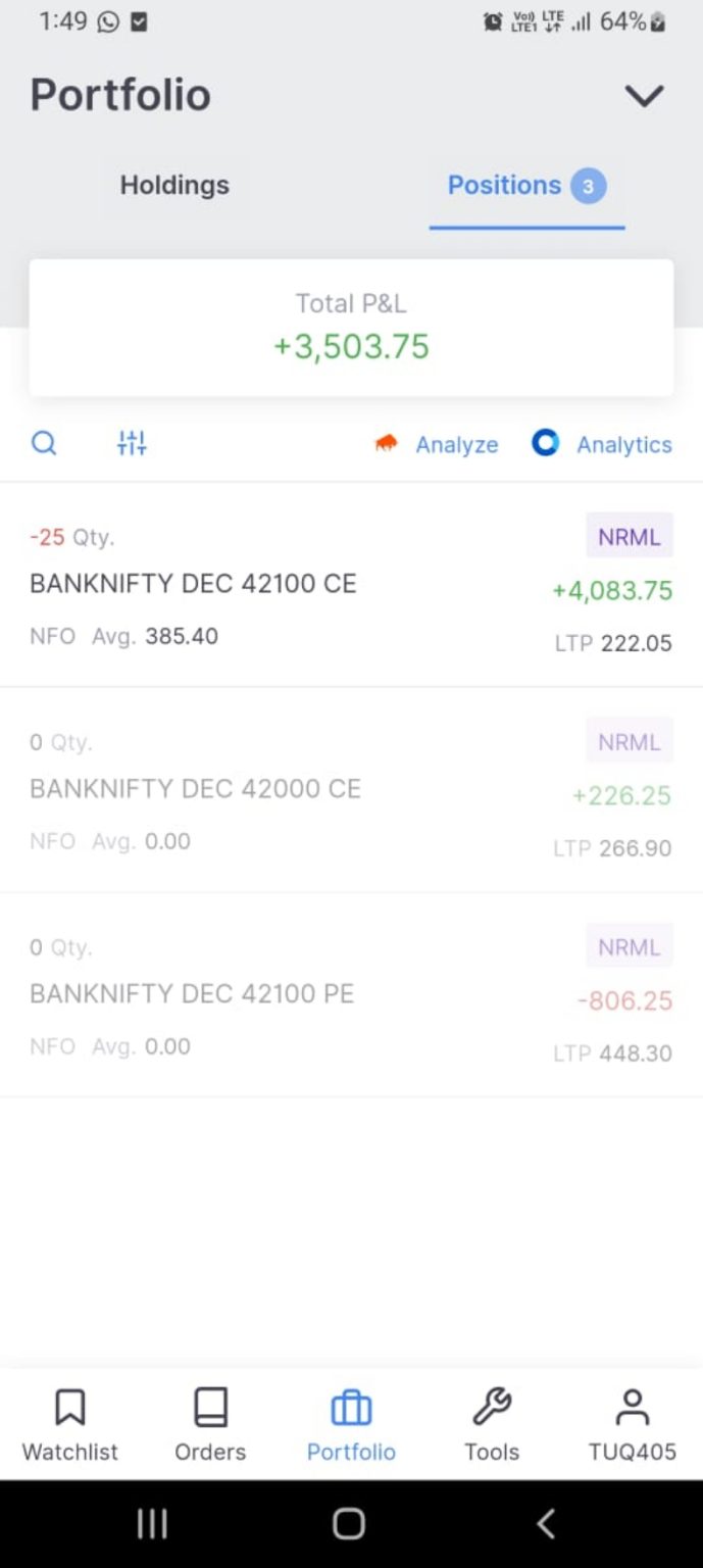 Stock Market Profit and Loss Screenshot | P&L Screenshot