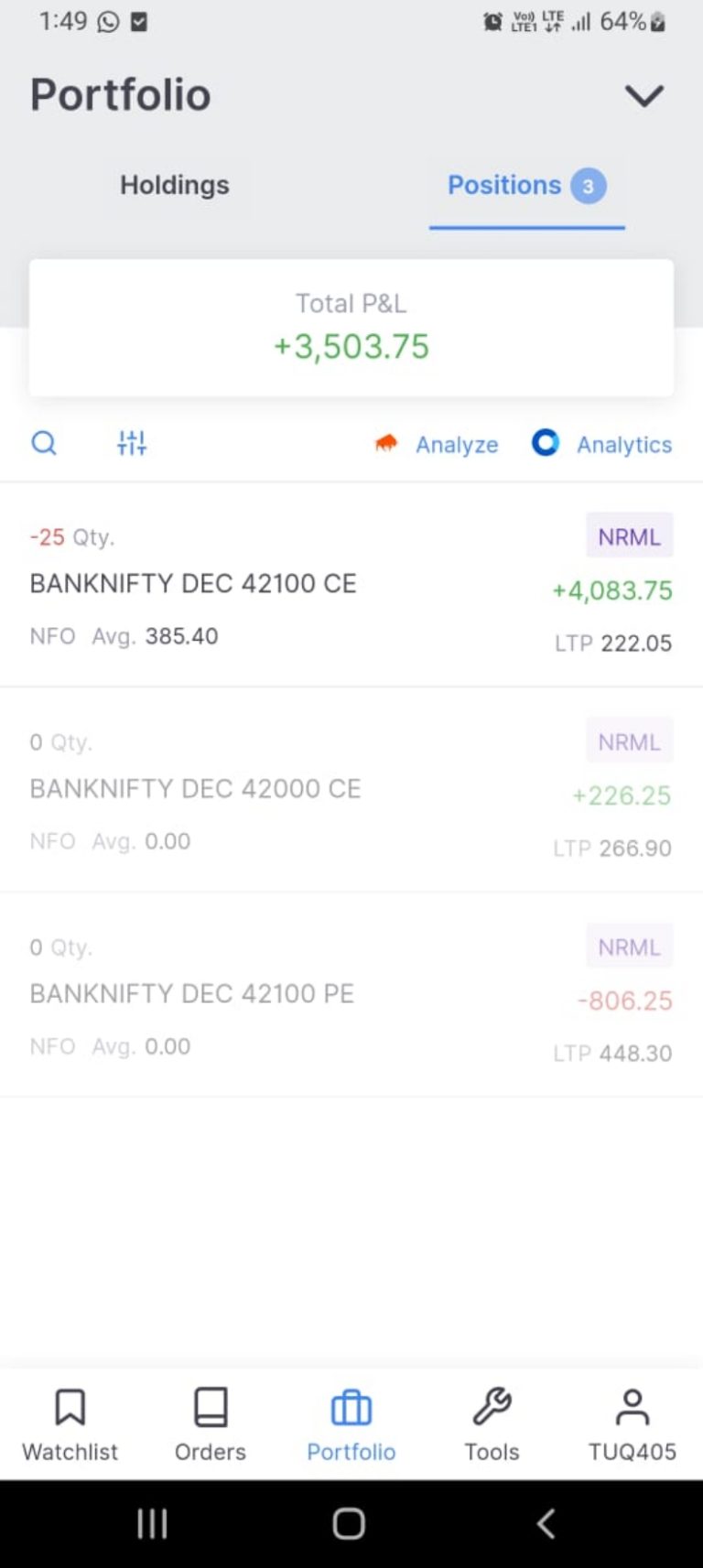 Stock Market Profit and Loss Screenshot | P&L Screenshot