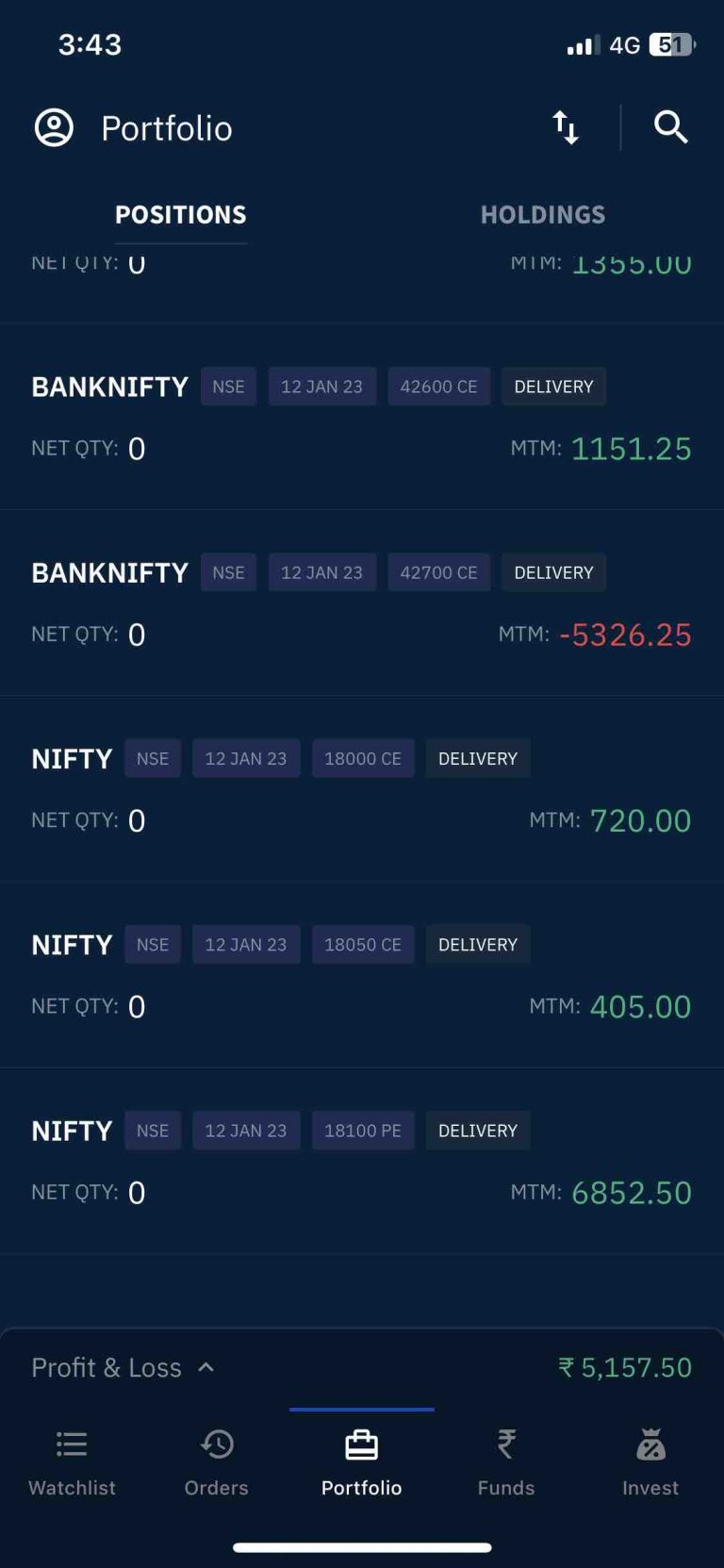 Stock Market Profit and Loss Screenshot | P&L Screenshot